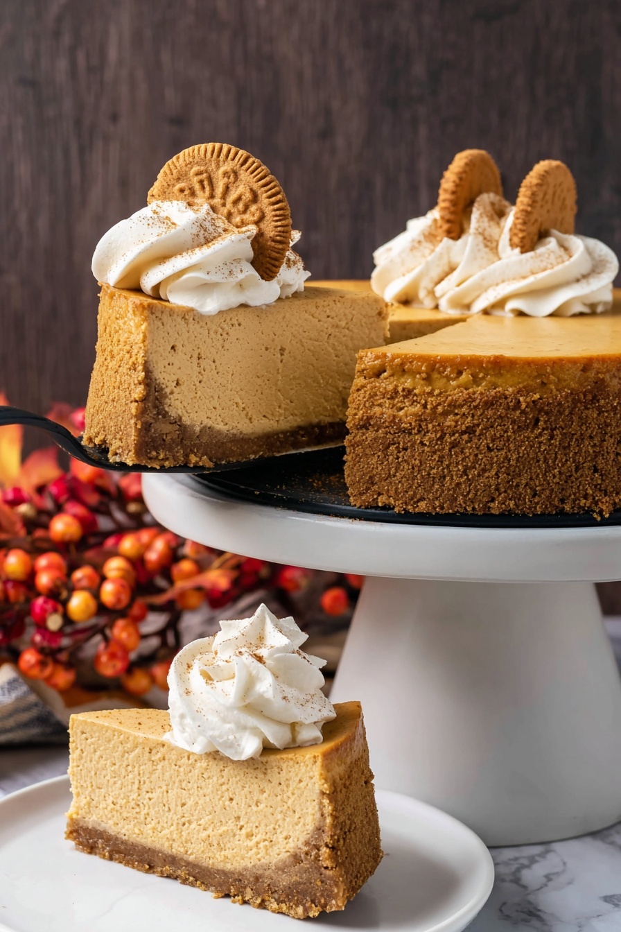 Pumpkin Cheesecake with Gingersnap Crust - Cozy Fall Dessert